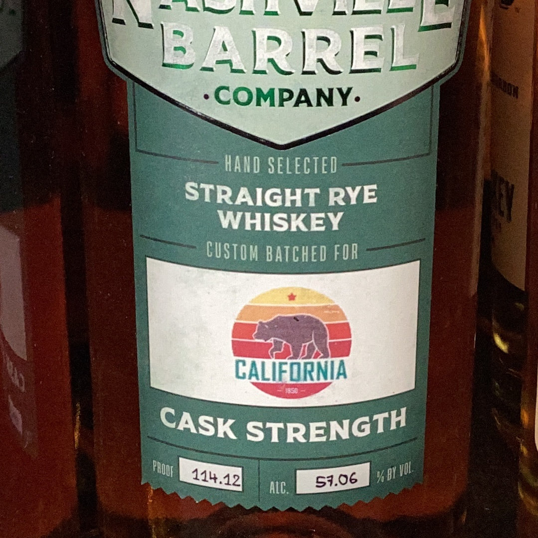 Nashville Barrel Co. Cask Strength Rye (California Exclusive) Nashville Barrel Co. Cask Strength Rye (California Exclusive)